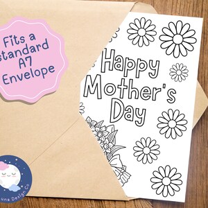 Printable Mother's Day Card Happy Mother's Day Flowers Kids Color in ...