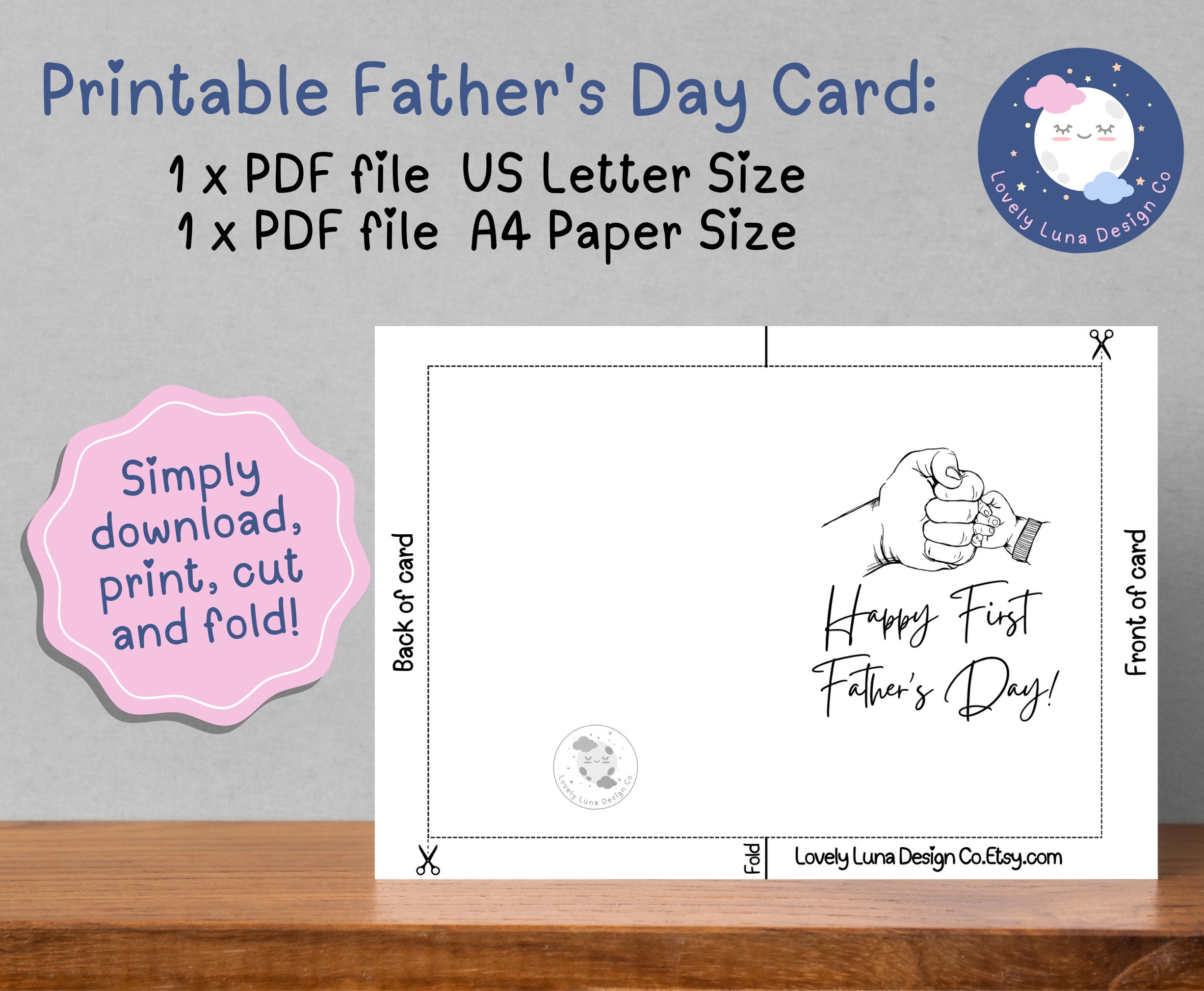Printable Father's Day Card Happy First Father's Day Instant Digital ...