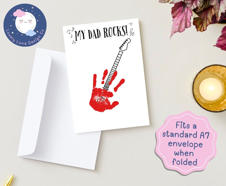 Cute Printable Father's Day Card My Dad Rocks Handprint - Etsy UK
