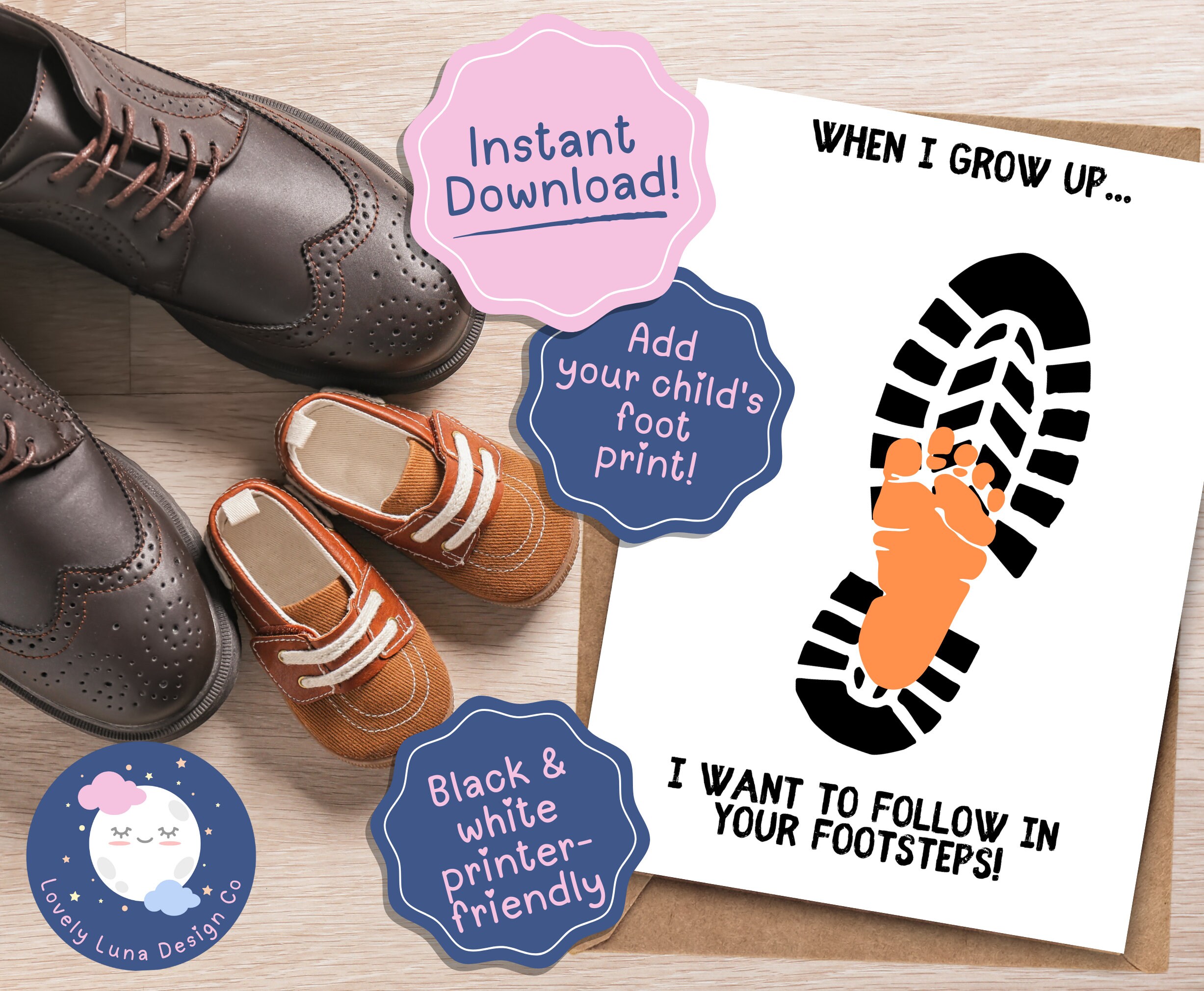 Cute Printable Father's Day Card I Want to Follow in Your Footsteps ...