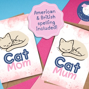 Printable Mother's Day Card Cat Mom / Cat Mum Instant Digital Download ...