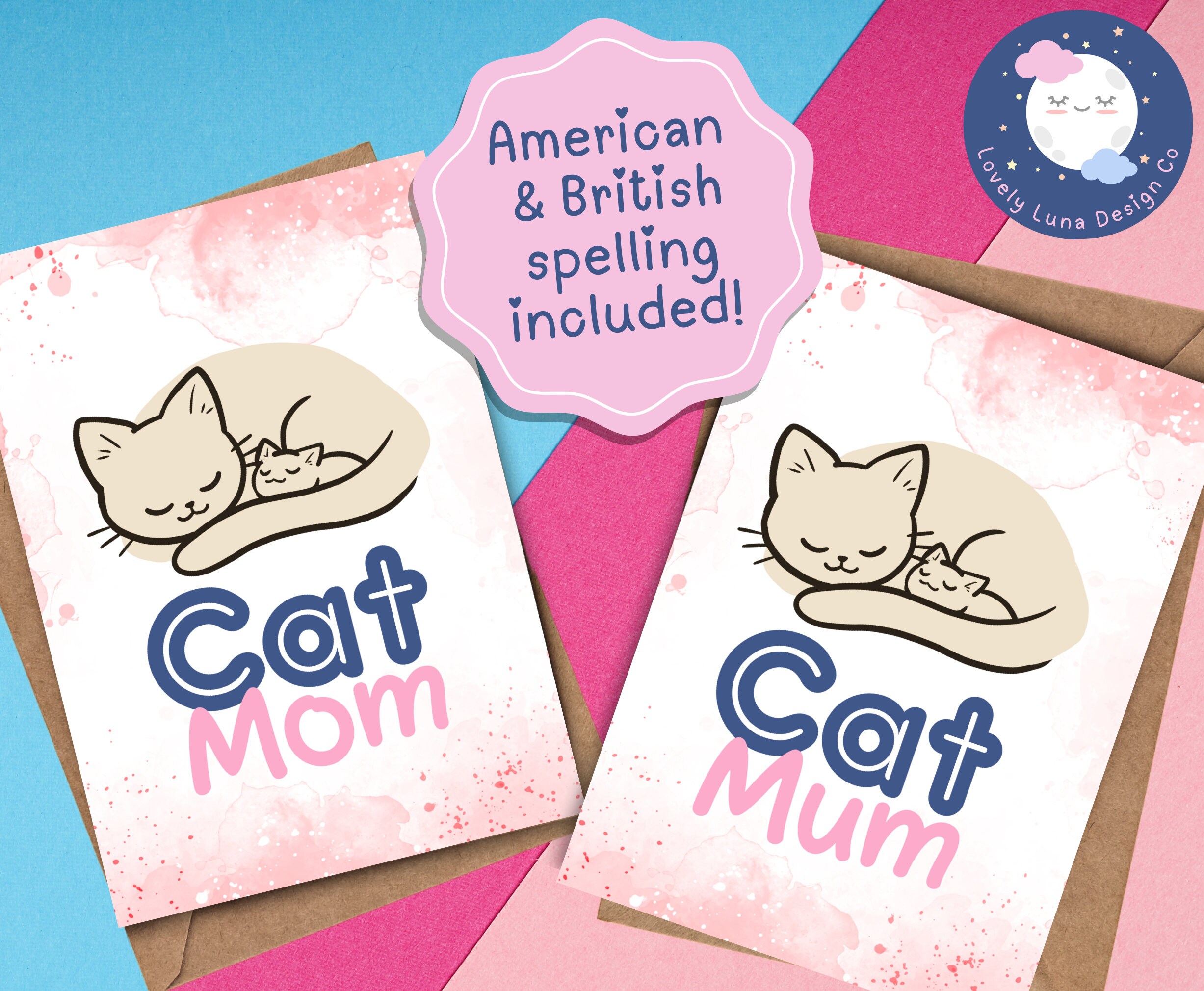 Printable Mother's Day Card Cat Mom / Cat Mum Instant Digital Download ...