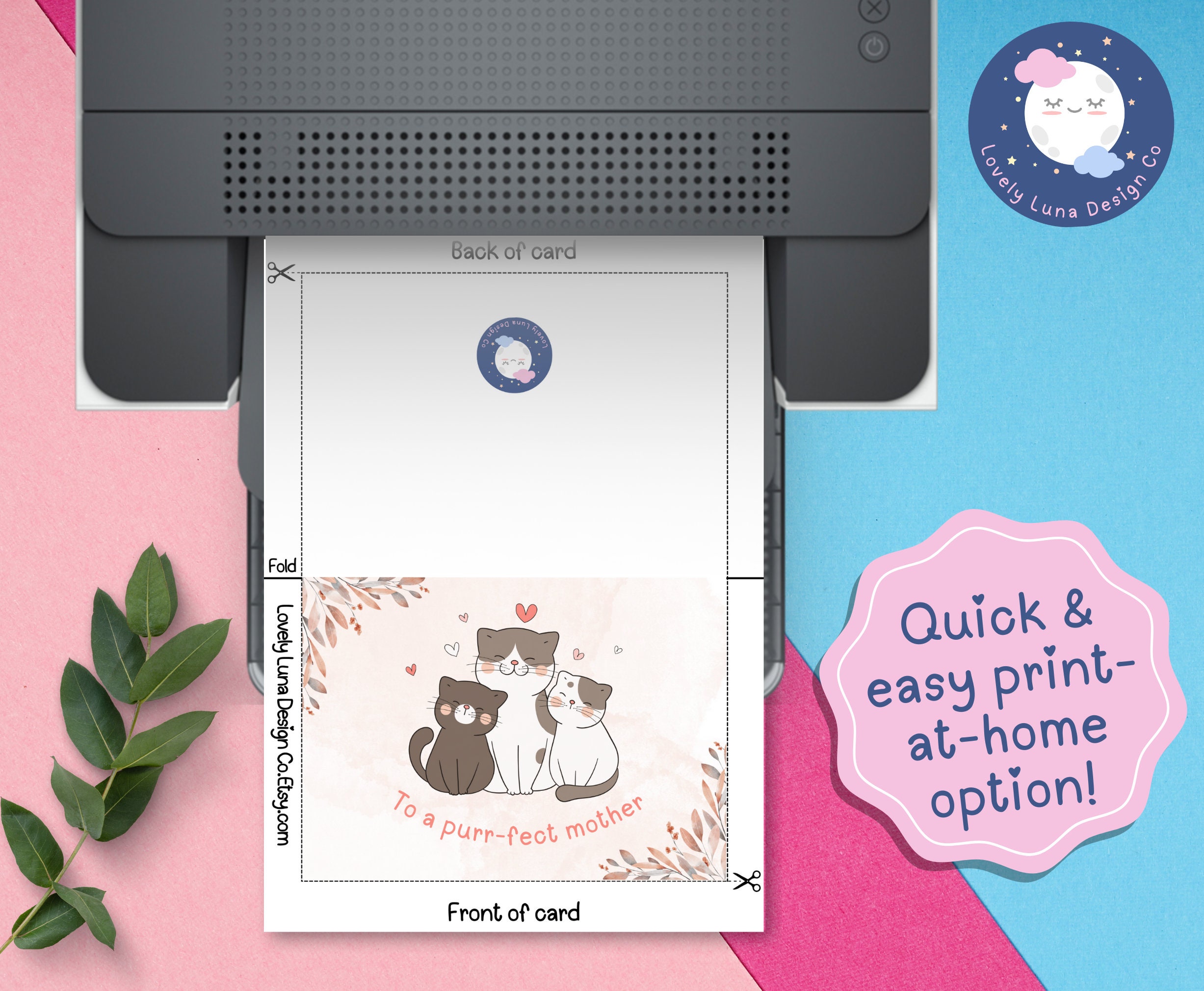 Cute Printable Mother's Day Card to A Purr-fect Mother Cute Cats ...