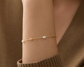 18k Gold Mini Pearl Bracelet Gold Pearl Jewellry - Etsy