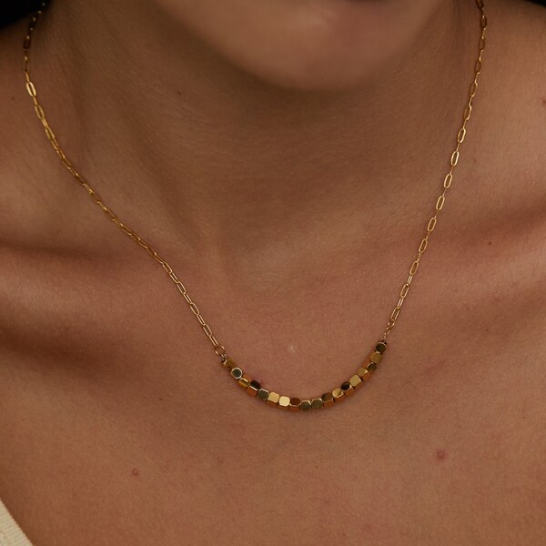 Gold Cube Necklace - Etsy