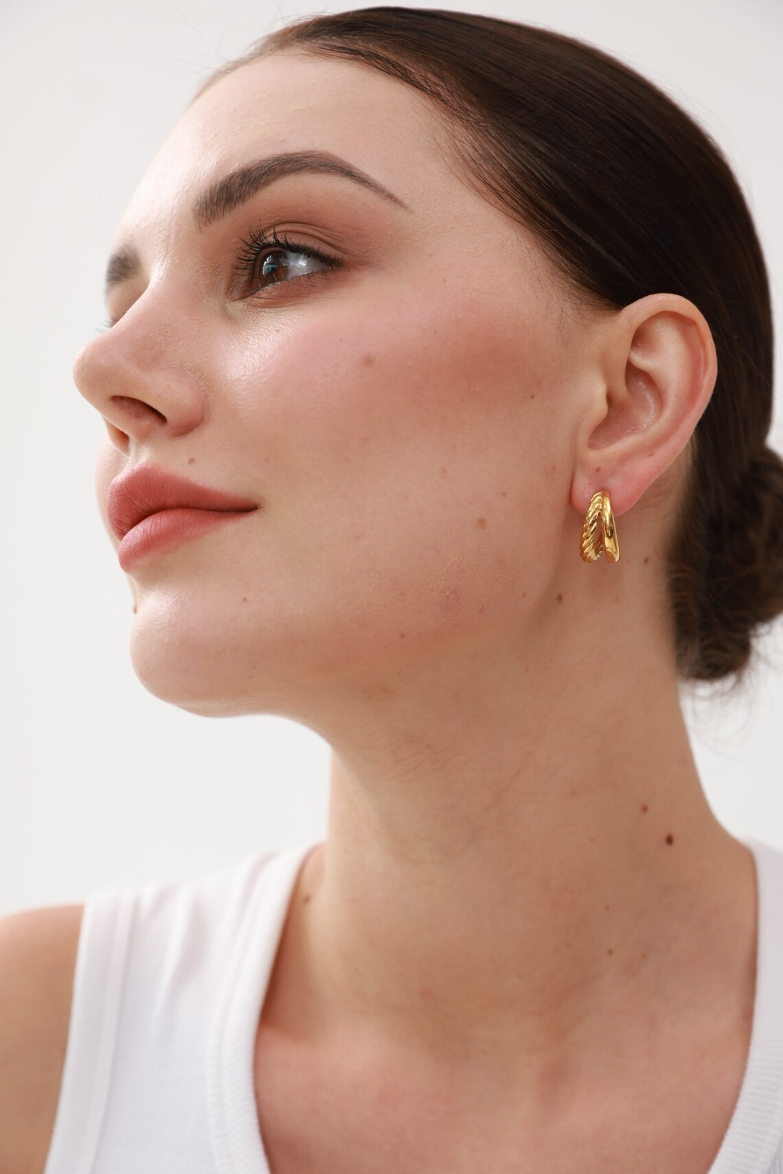 Braided Double Hoop Earrings 18K Gold Hoops Open Hoops Statement ...
