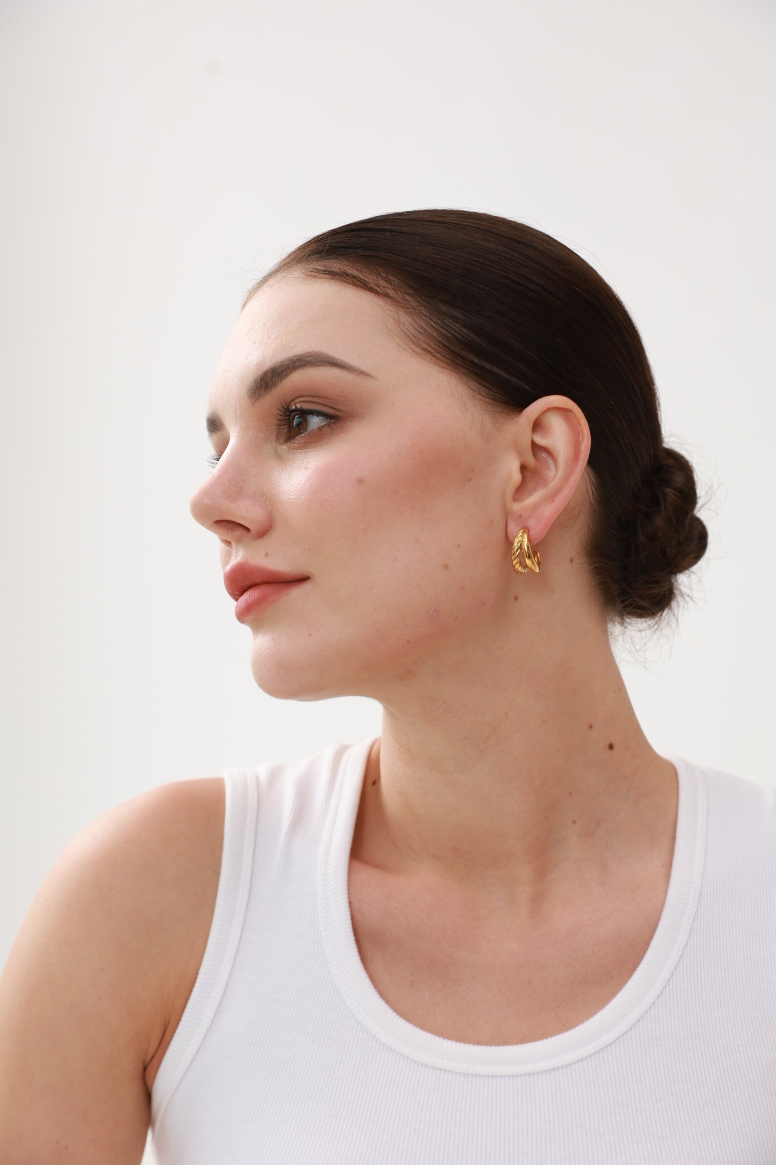 Braided Double Hoop Earrings 18K Gold Hoops Open Hoops Statement ...