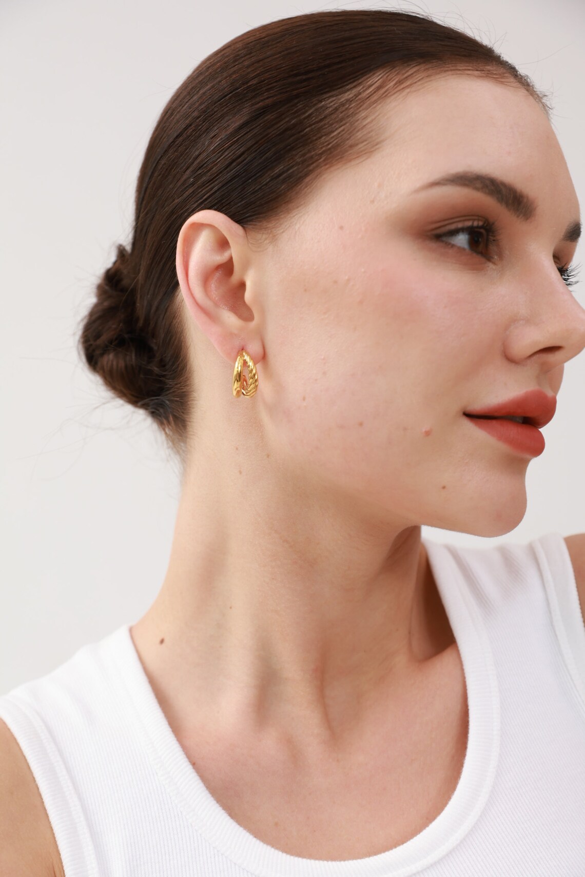 Braided Double Hoop Earrings 18K Gold Hoops Open Hoops Statement ...