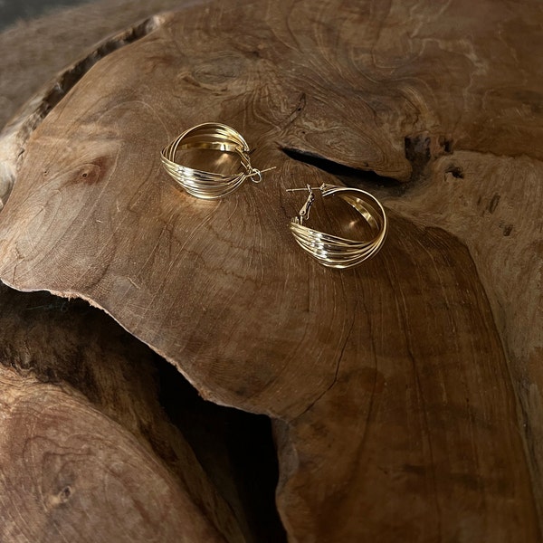18k Gold Braided Hoop Earring - Etsy
