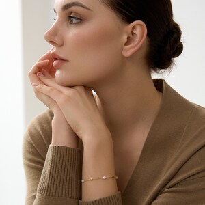 18k Gold Mini Pearl Bracelet Gold Pearl Jewellry - Etsy