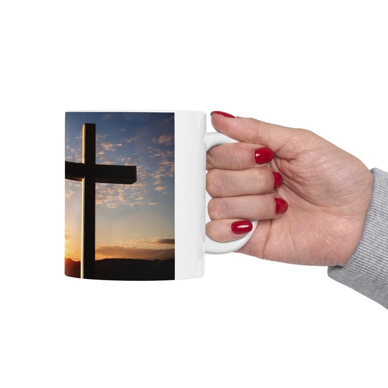 Christian Mug, Cross Mug, Faith Mug, Beautiful Sunrise With Cross Mug ...