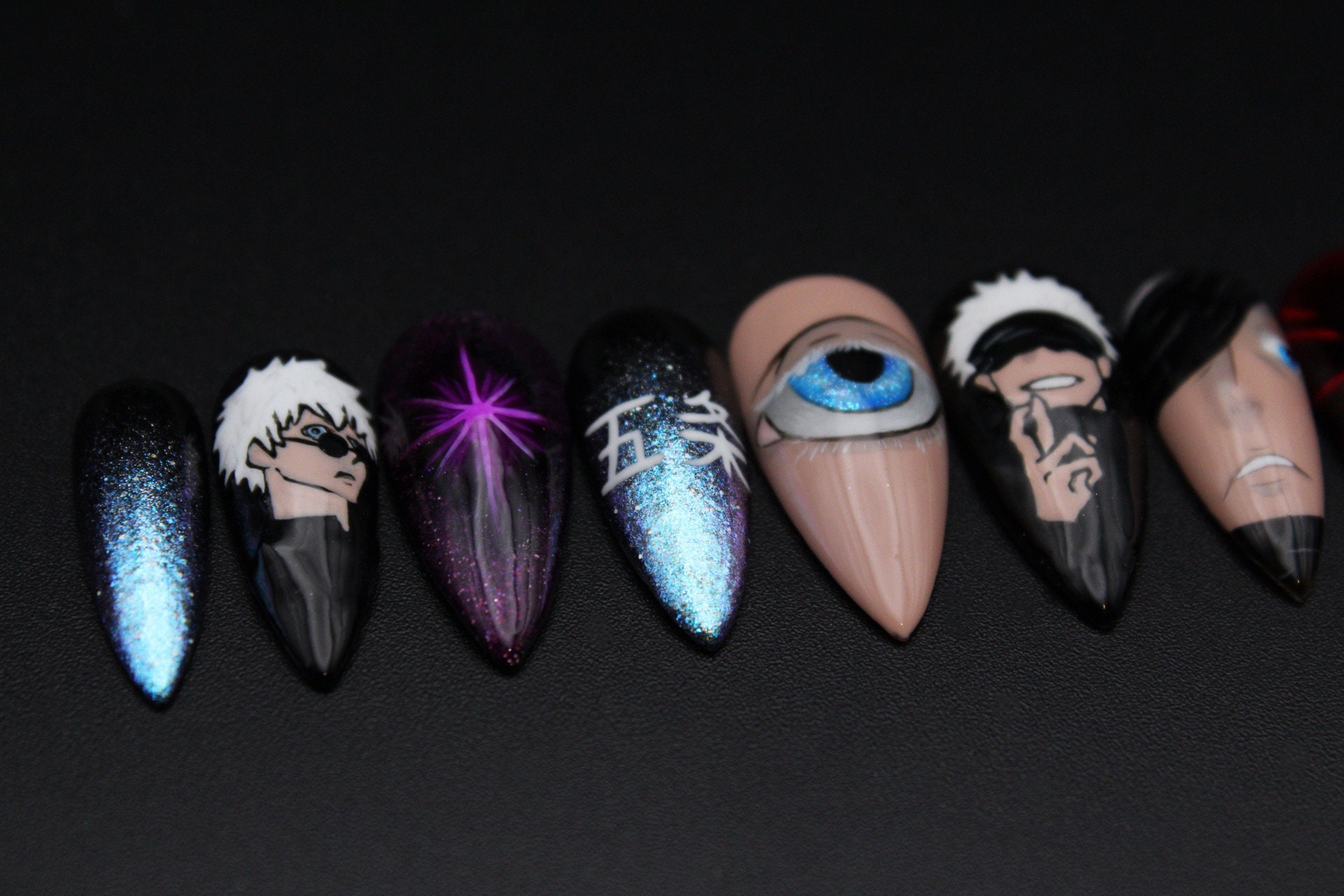 Gojo Hand-painted Press on Nails - Etsy