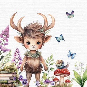 Fairy Garden Clipart, Flowers a Faun Clipart and Cute Snail, 45 Png ...