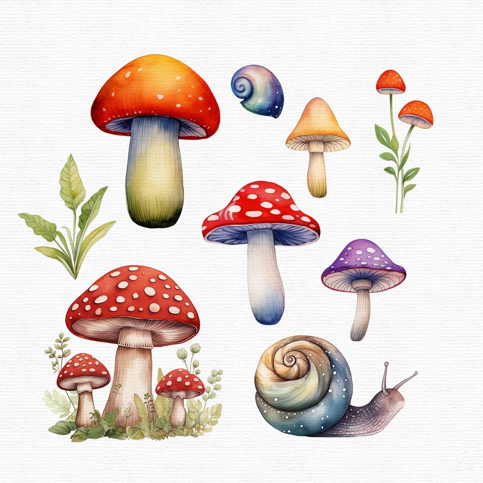 Fairy Garden Clipart, Flowers a Faun Clipart and Cute Snail, 45 Png ...