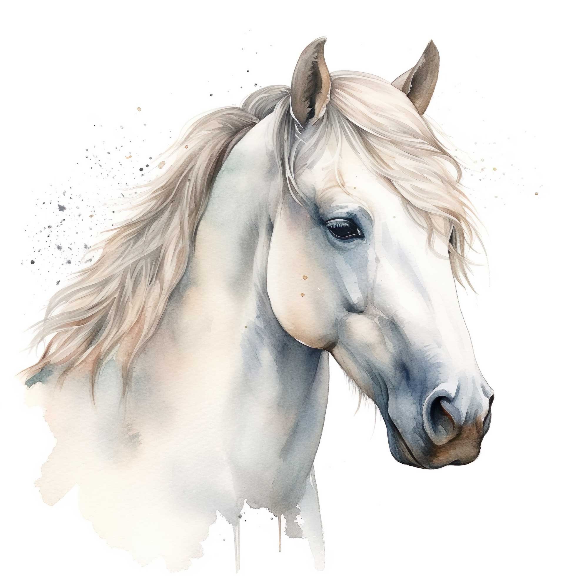 Watercolor White Horses Clipart, Horse Clip Art, Animal Clipart, Horses ...