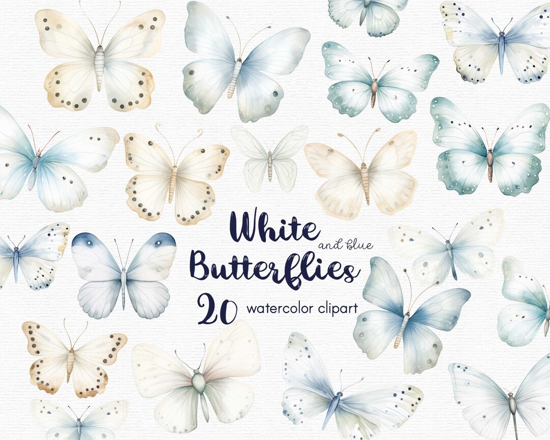 White Butterfly Clipart, 20 Png Files With Transparent Background ...