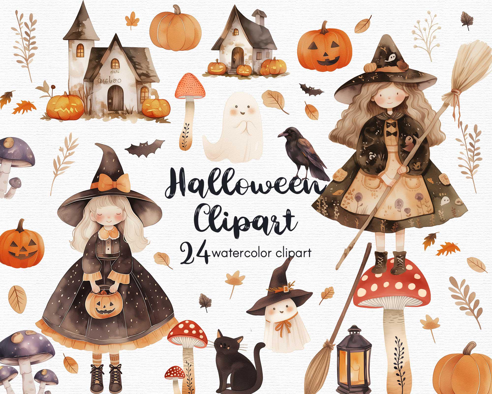 Cute Halloween Clipart, 24 Png Files With Transparent Background ...