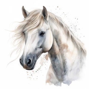 Watercolor White Horses Clipart, Horse Clip Art, Animal Clipart, Horses ...