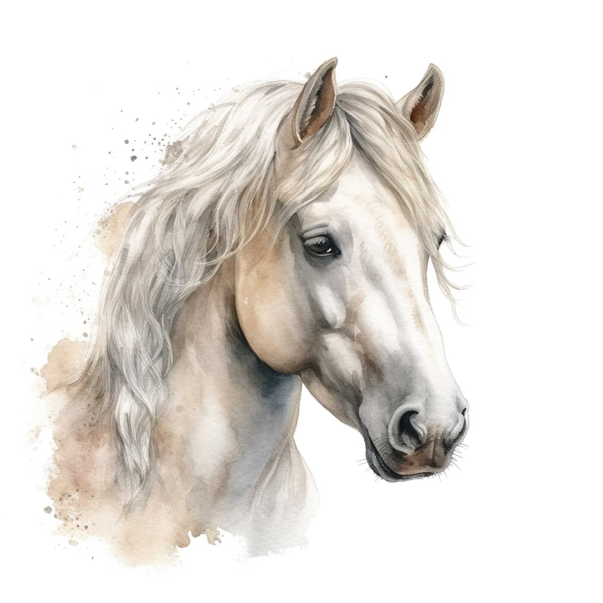 Watercolor White Horses Clipart, Horse Clip Art, Animal Clipart, Horses ...