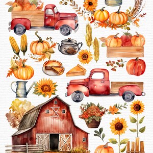 Fall Cipart, Autumn Farm Clipart, Red Truck, 30 Png Files With ...