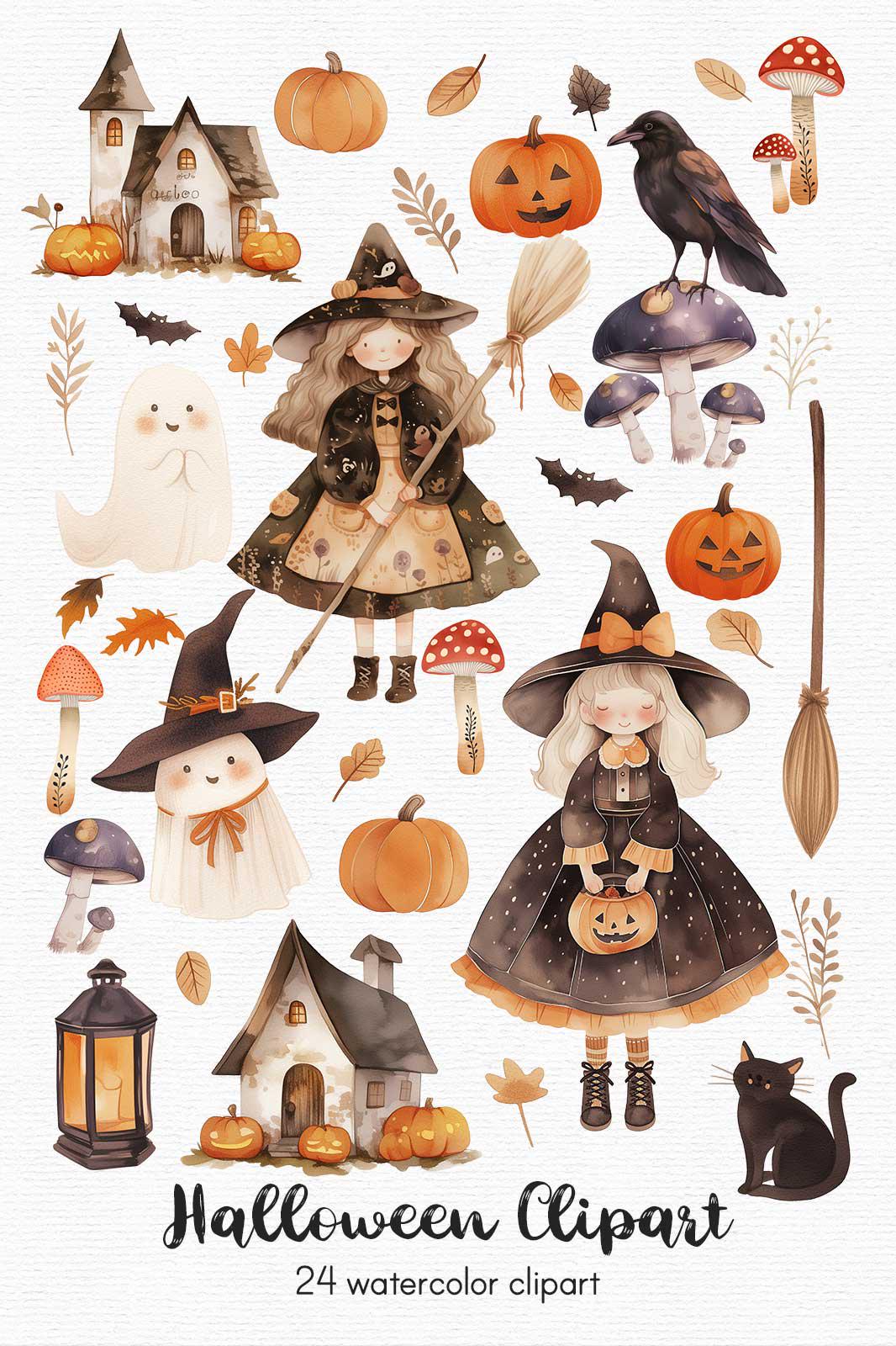 Cute Halloween Clipart, 24 Png Files With Transparent Background ...