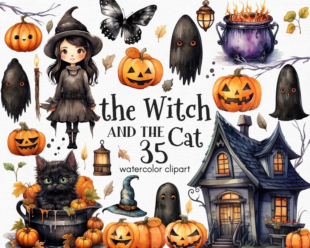 Halloween Witch Clipart, Halloween Clipart, 35 Png Files With ...