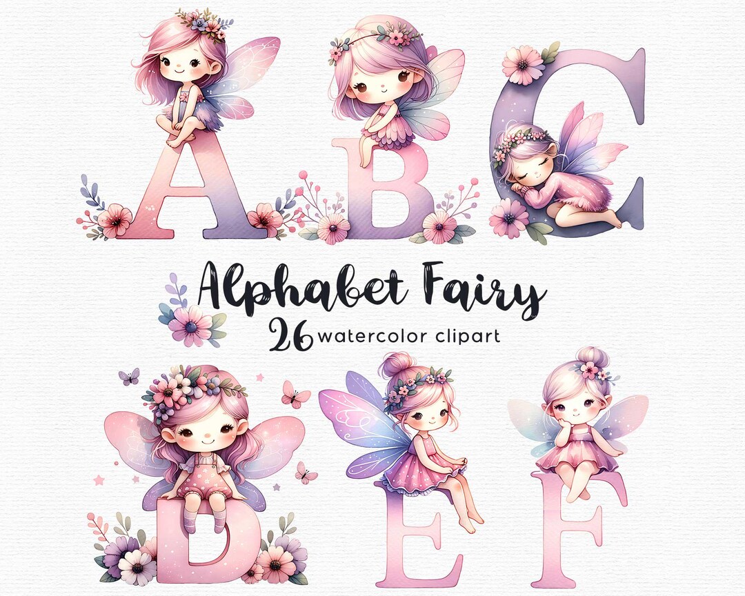 Fairy Alphabet Clipart, Pink Alphabet Fairy Png Fairygarden Clipart, 26 ...