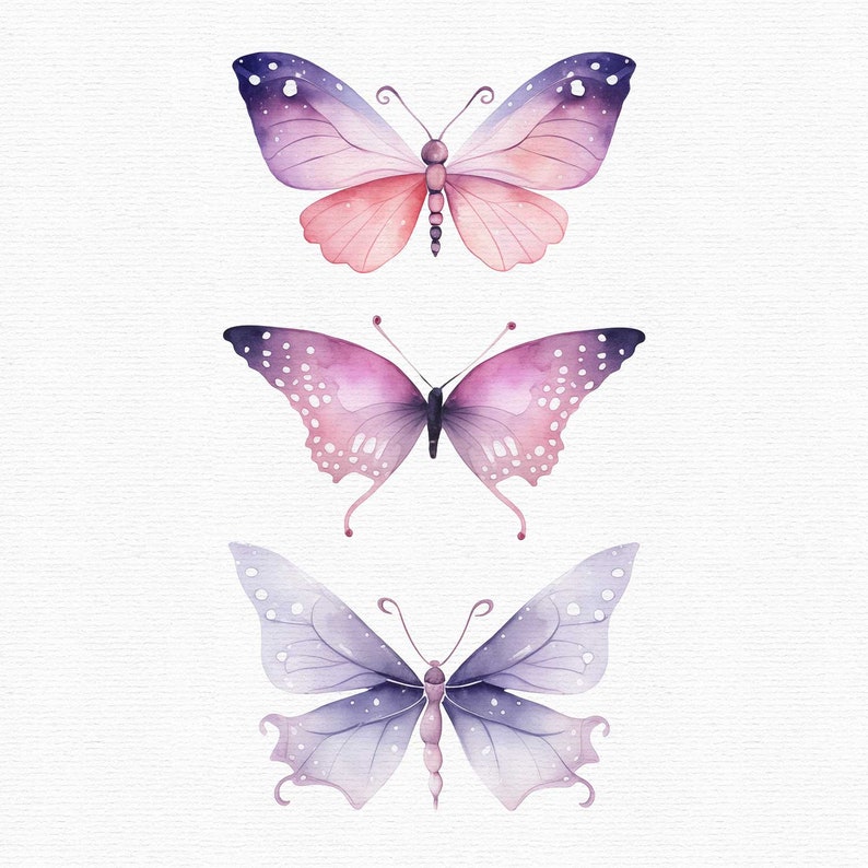 Purple Butterfly Clipart, Flowers Clipart, 60 Png Files With ...
