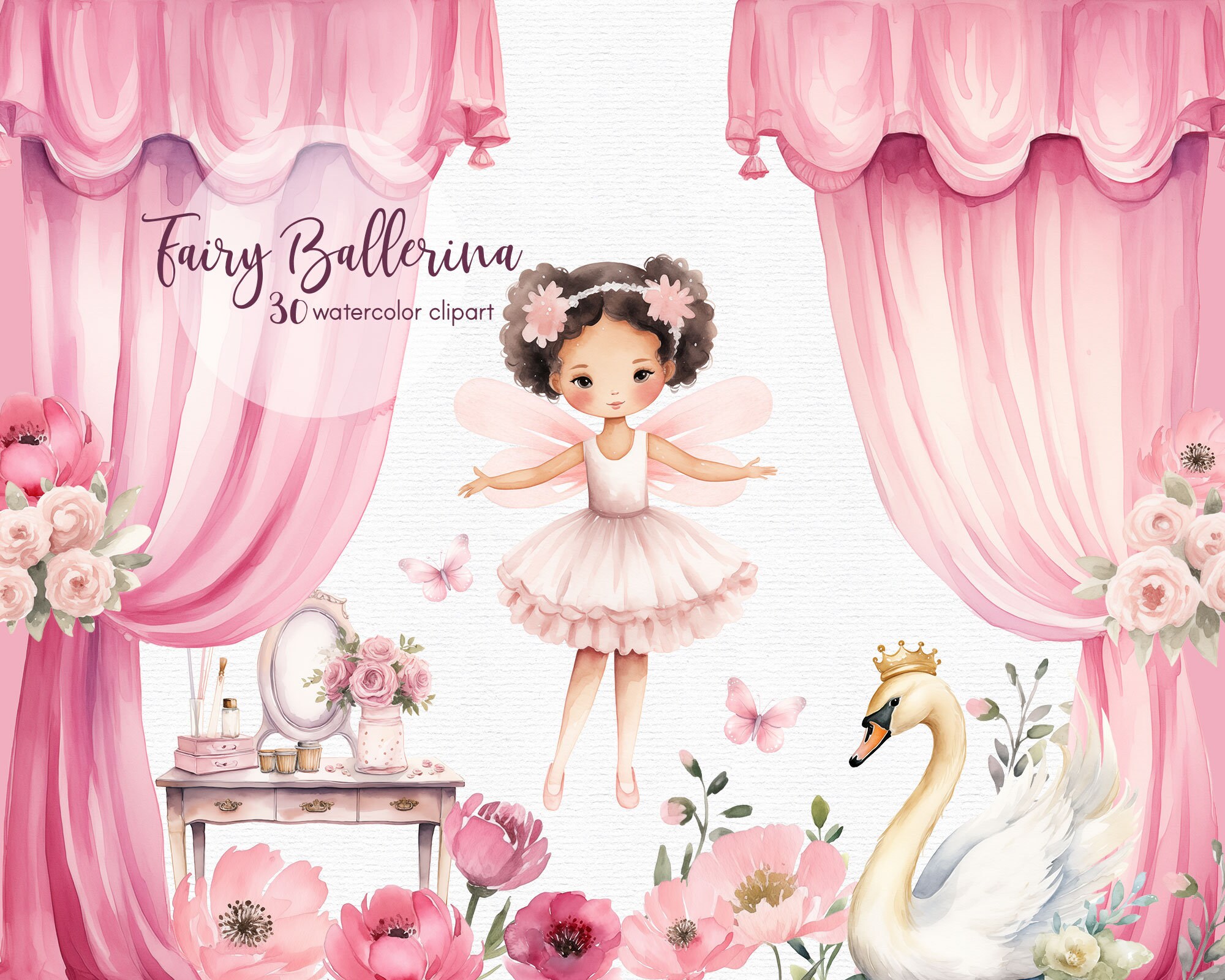 Ballerina Clipart, Fairy Clipart, Butterfly Clipart, Flowers Clipart ...