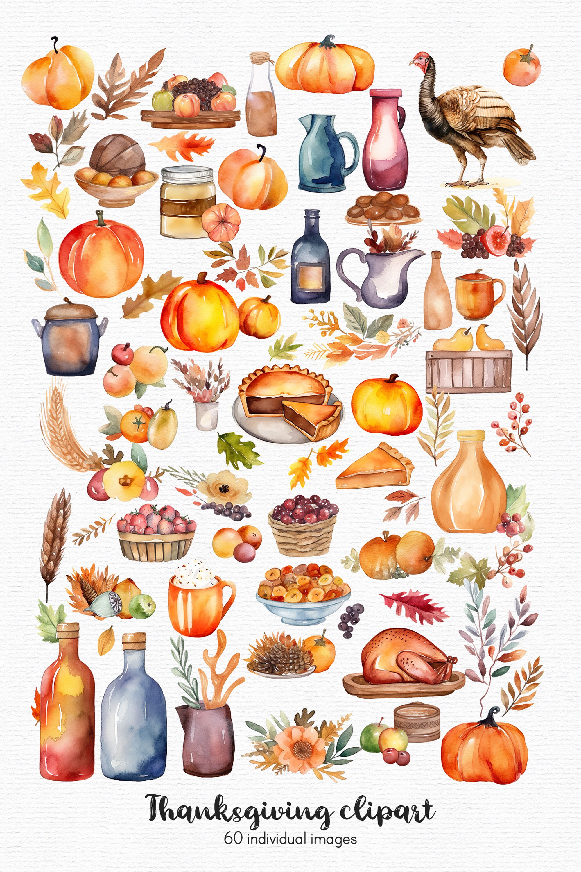 Thanksgving Clipart, Autumn Clipart, Fall Clip Art, 60 Png Files With ...
