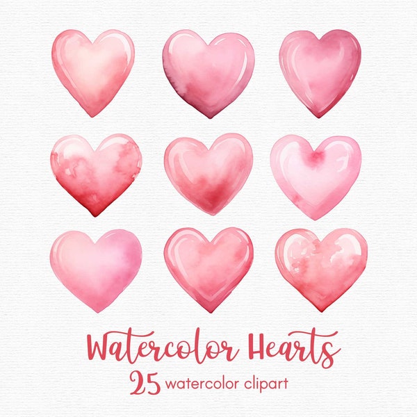 Watercolor Hearts - Etsy