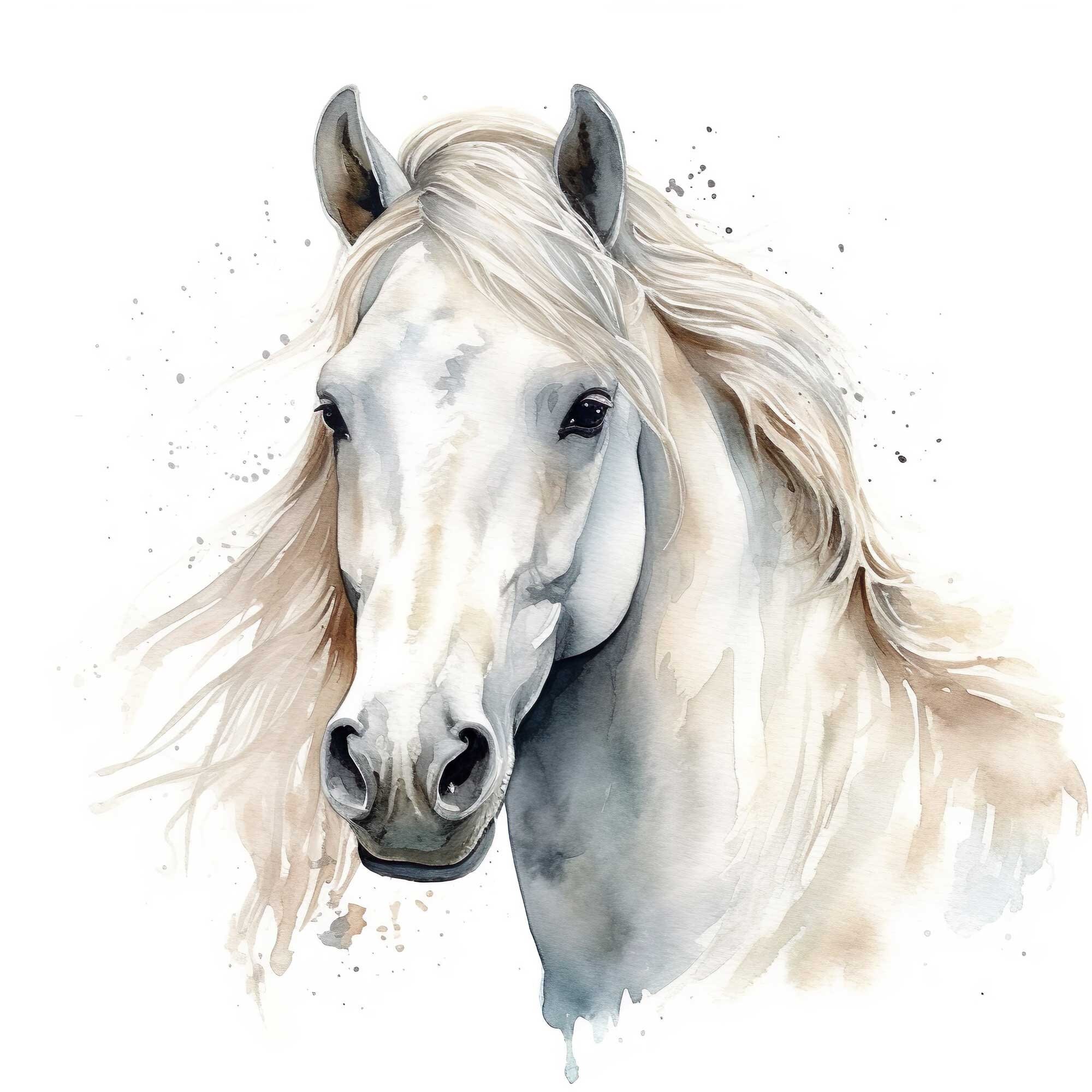Watercolor White Horses Clipart, Horse Clip Art, Animal Clipart, Horses ...