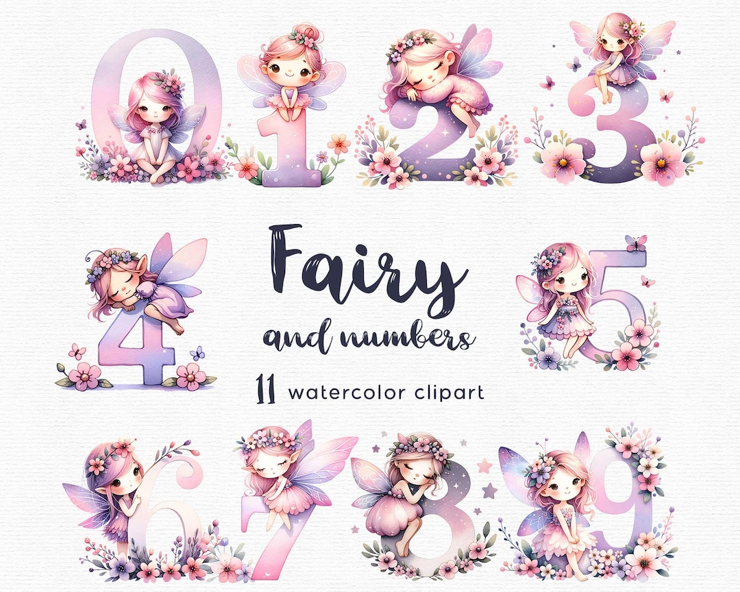 Fairy Clipart, Fairy Garden Clipart, Numbers Clipart, 11 Png Files With ...