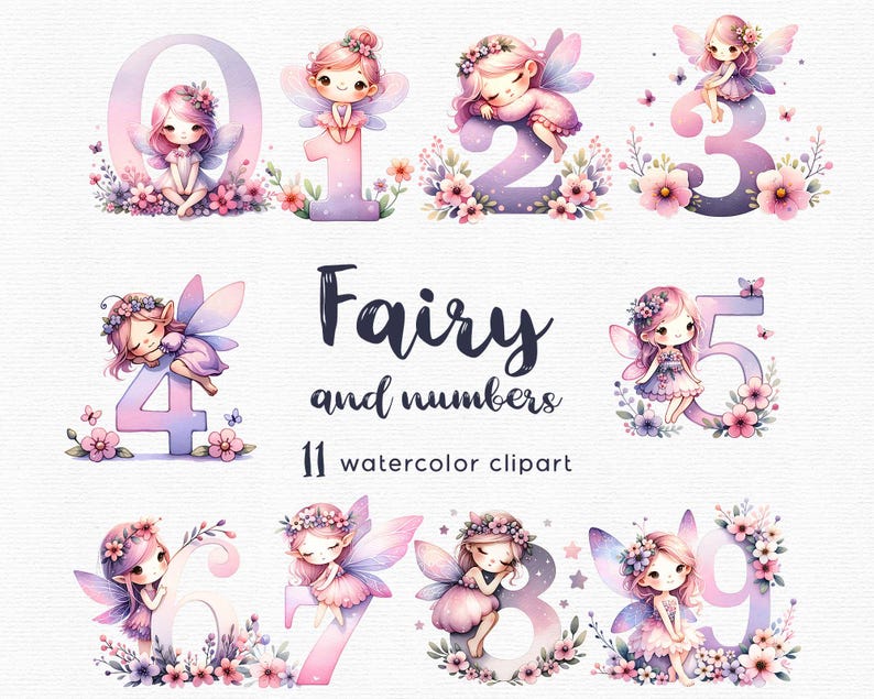 Fairy Clipart, Fairy Garden Clipart, Numbers Clipart, 11 Png Files With ...