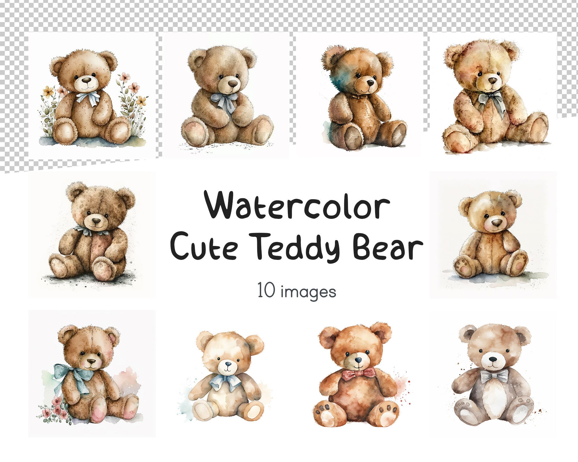 Teddy Bear Clipart, Cute Bear Clipart, Animal Clipart, Brown Teddy Bear ...