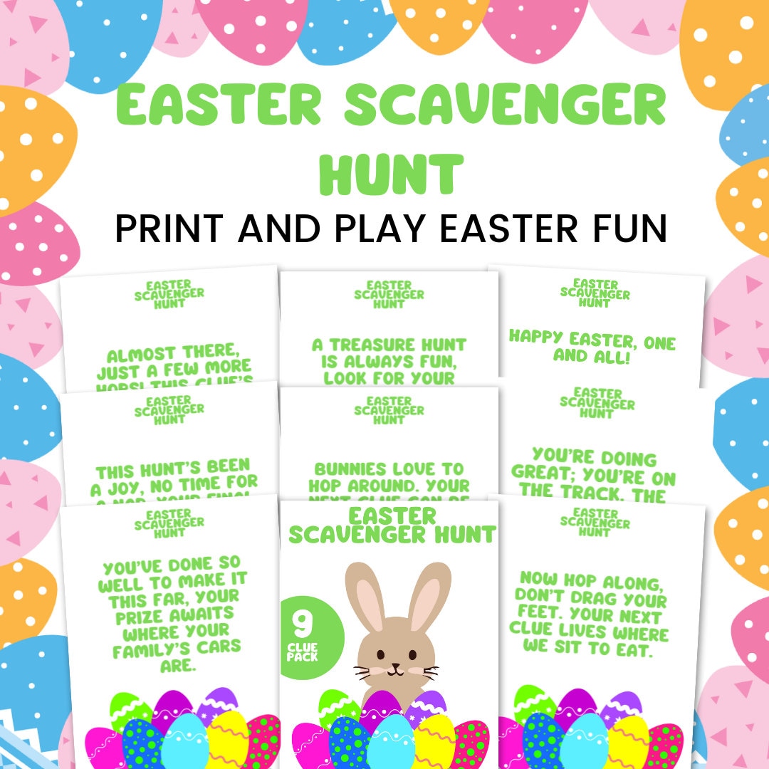 Easter Scavenger Hunt Printable - Fun Hunt for Kids - Easter Bunny ...