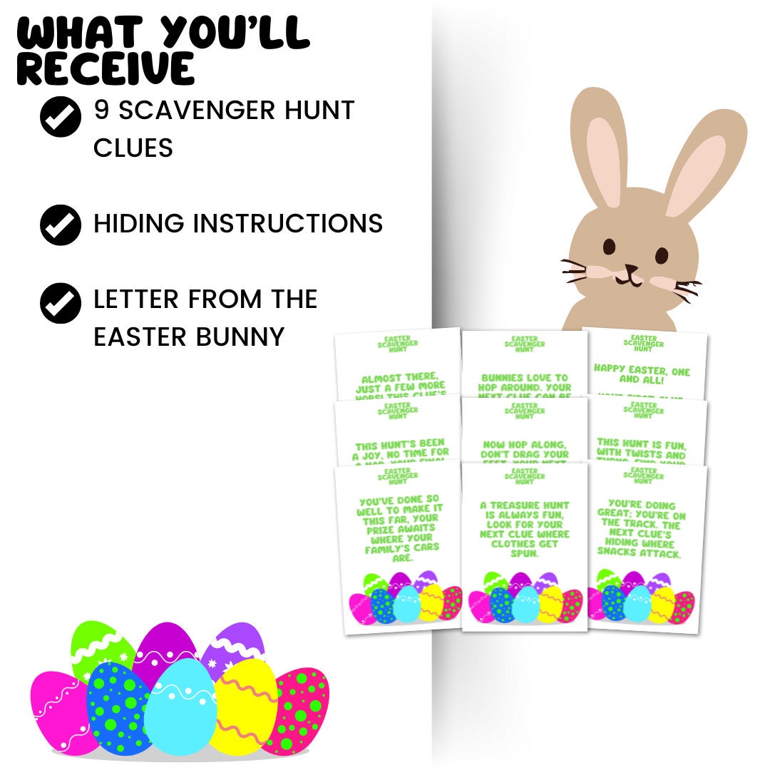Easter Scavenger Hunt Printable - Fun Hunt for Kids - Easter Bunny ...