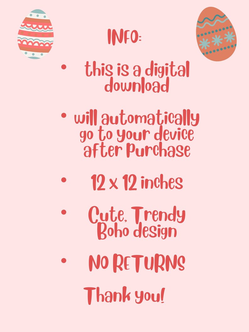 Digital Paper, Cute, Boho, Easter Egg Seamless Pattern for Digital ...