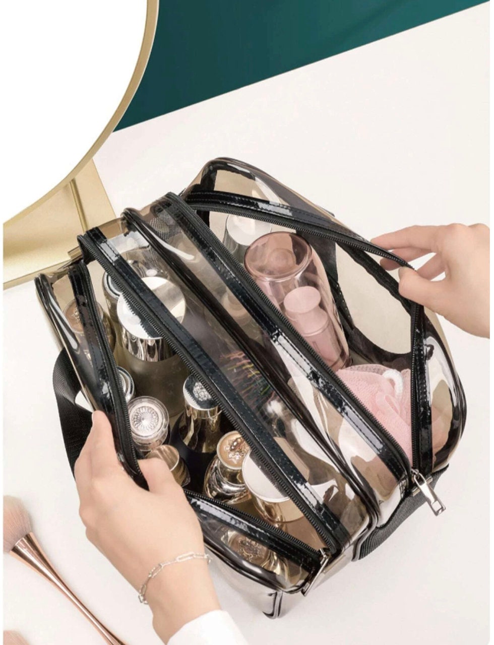 Large Capacity Clear Makeup Bag, Travel Makeup Bag, Vacation Makeup Bag ...