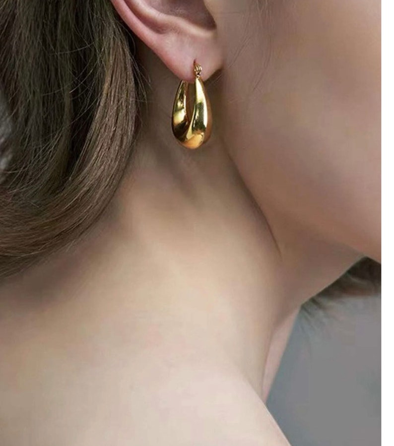 Minimalist Drop Hoop Earrings - Etsy
