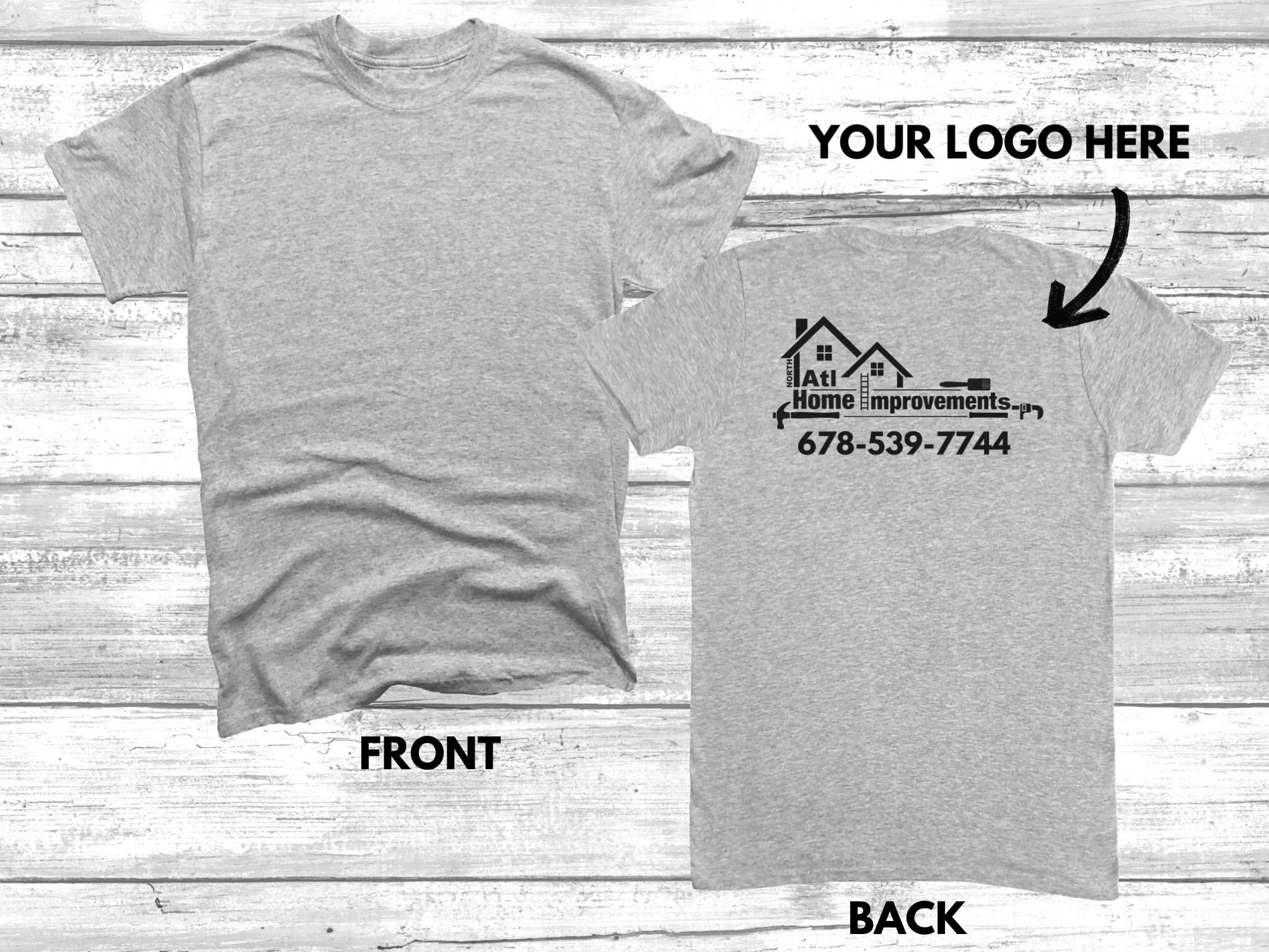 Custom Business Logo on BACK of T-shirt, Team Logo Here T-shirt, Your ...