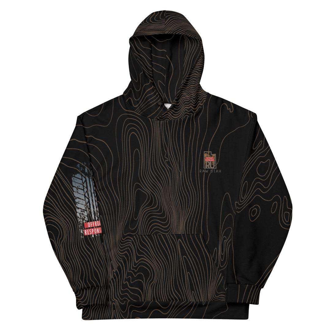 Mens Off-road Topo Hoodie Topographic Print Hoodie in Black - Etsy