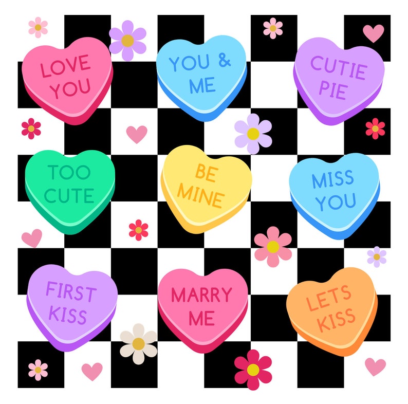 Valentines Sweetheart Candy Checkered Background PNG File - Etsy