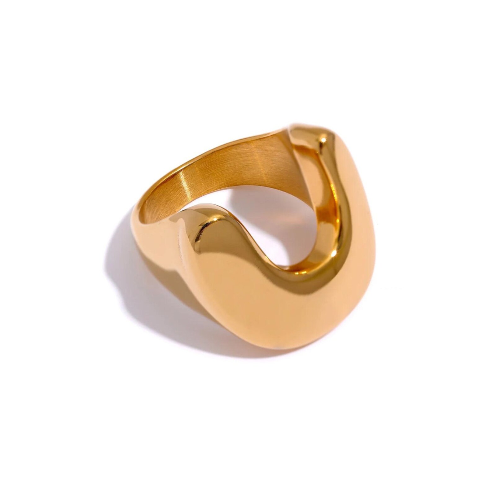 18k Gold U Form Ring Thick Gold Rings WATERPROOF Gift for Her - Etsy