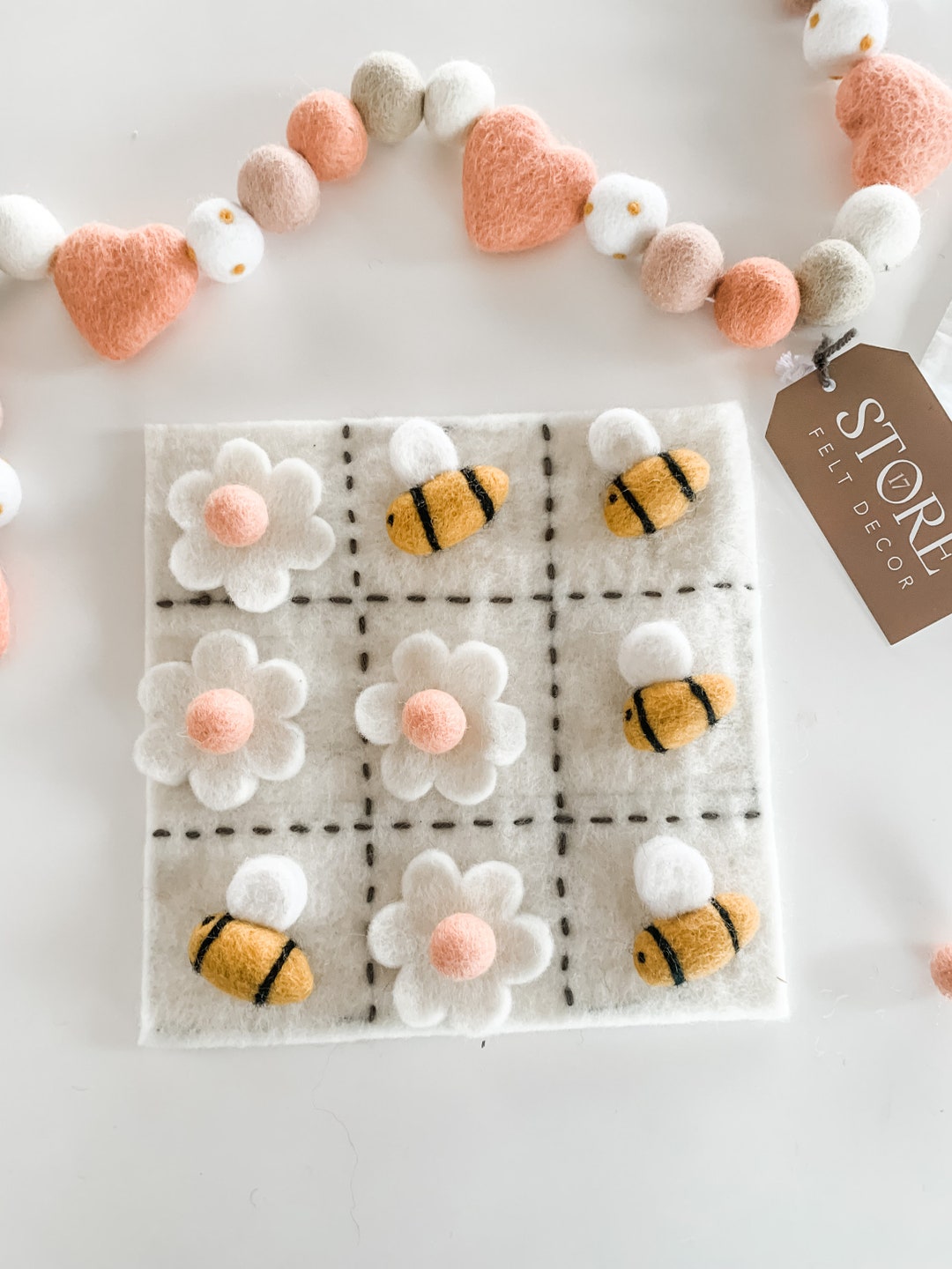 Tic Tac Toe Board Felt Bees Flowers - Etsy