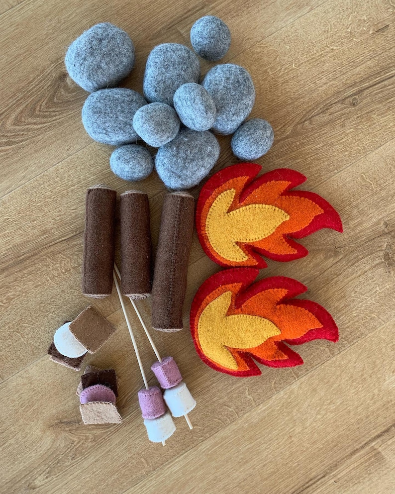 Felt Campfire and Smores Set Pretend Camping Game Pretend - Etsy