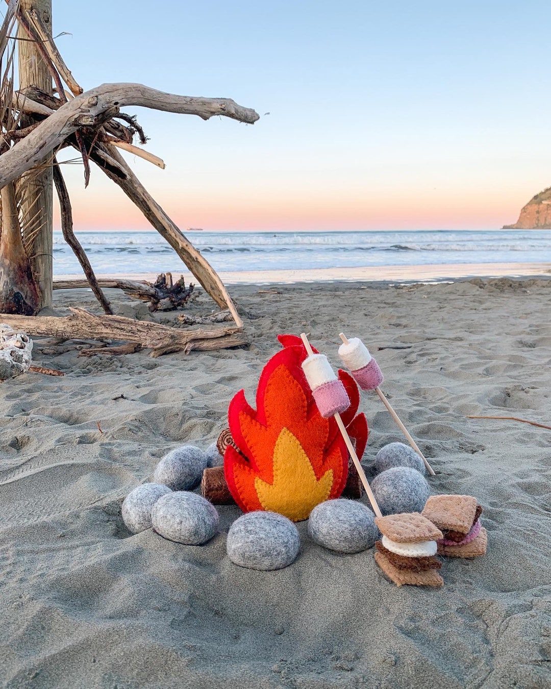 Felt Campfire And Smores Set Pretend Camping Game Pretend Play Fire