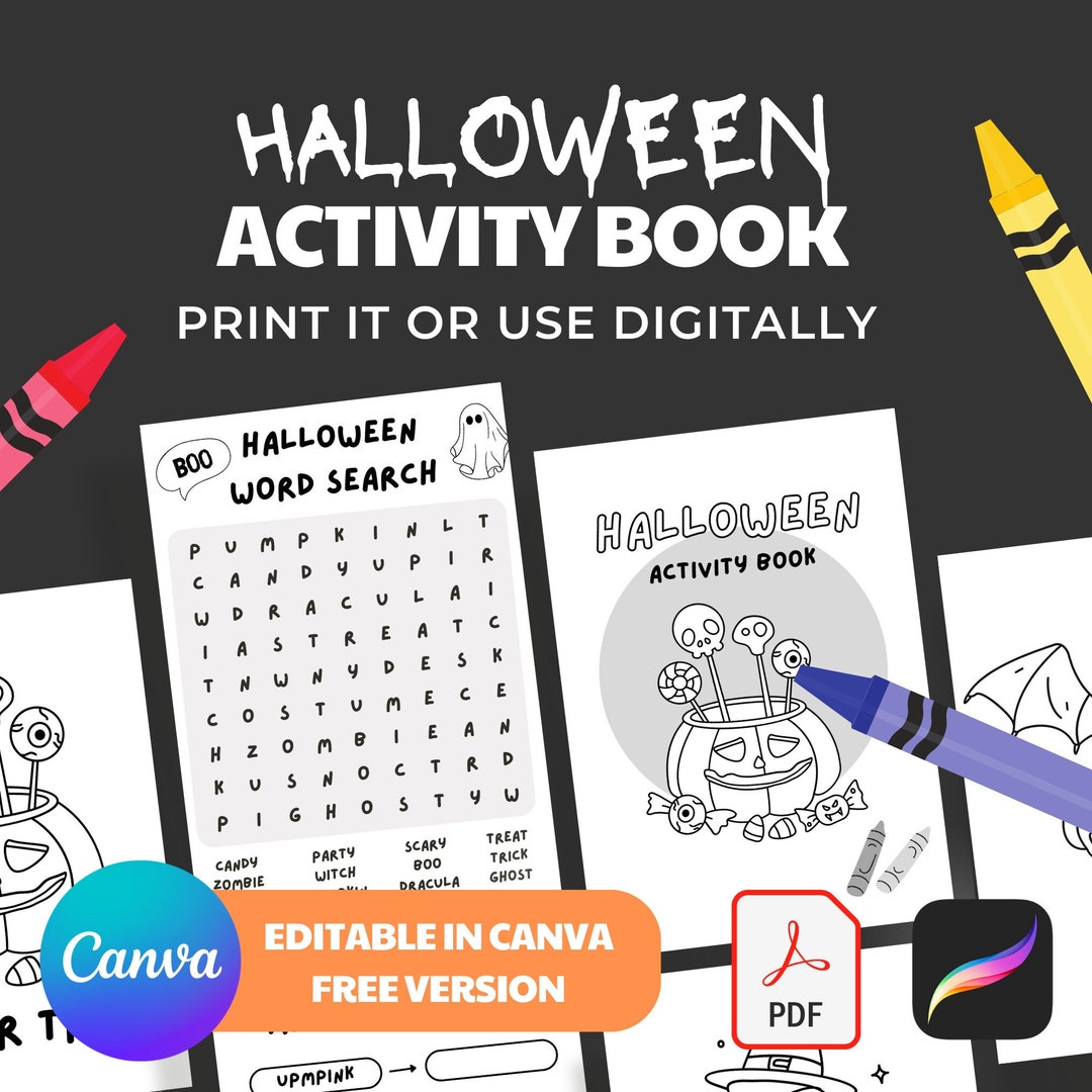Printable and Editable Halloween Activity Pages for Kids or Adults ...