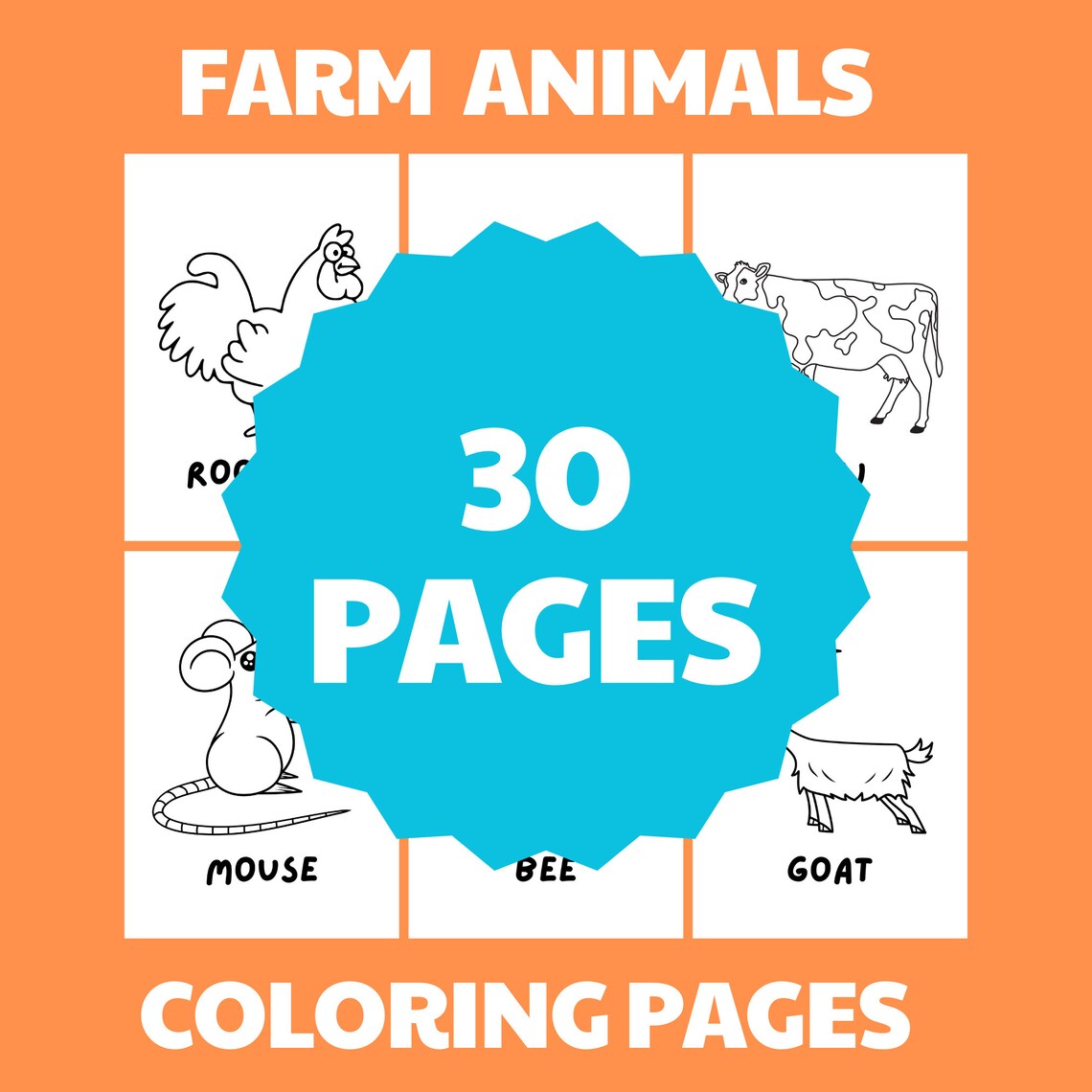 Printable and Editable Farm Animal Coloring Pages for Kids or Adults ...