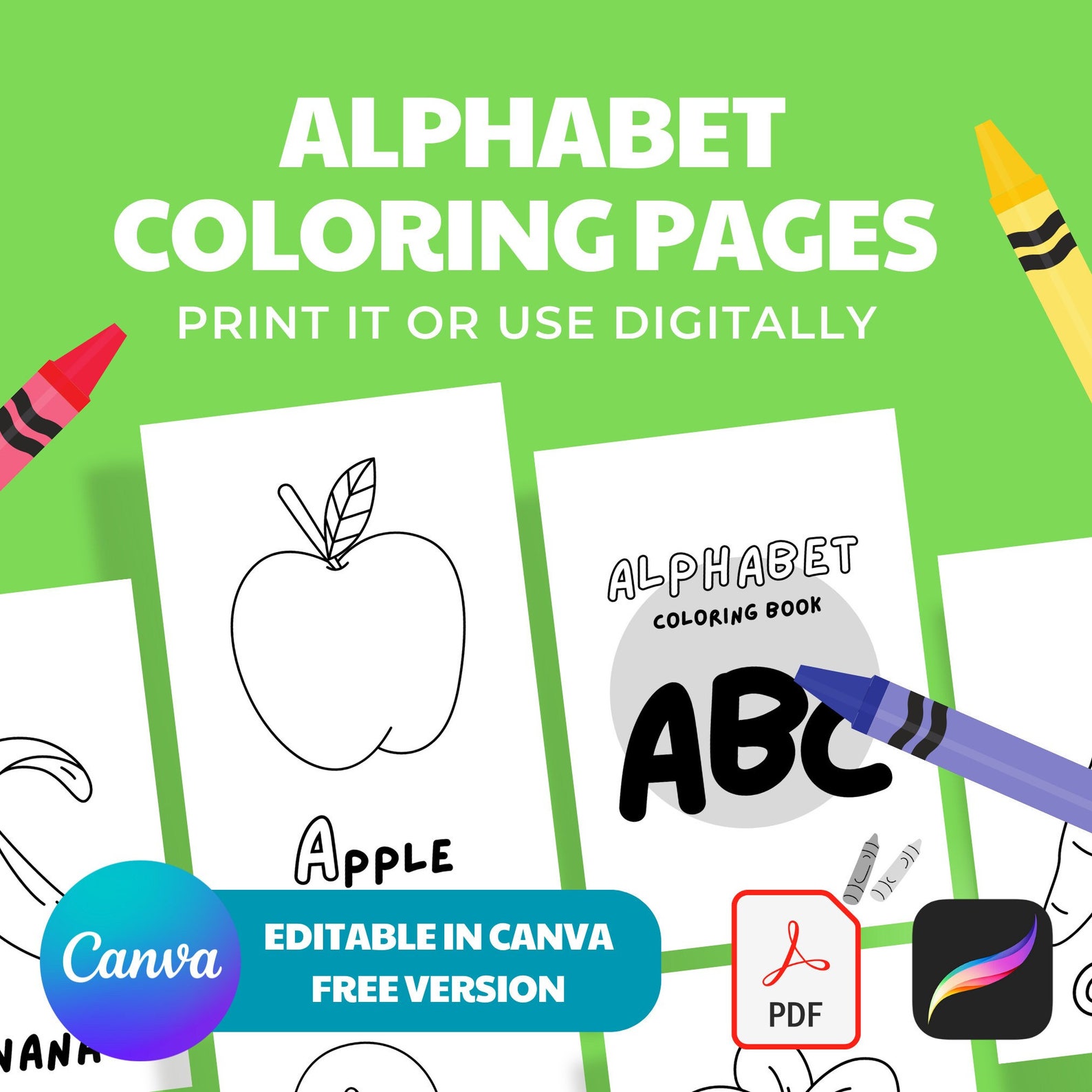 Printable and Editable Alphabet Coloring Pages for Kids or Adults ...